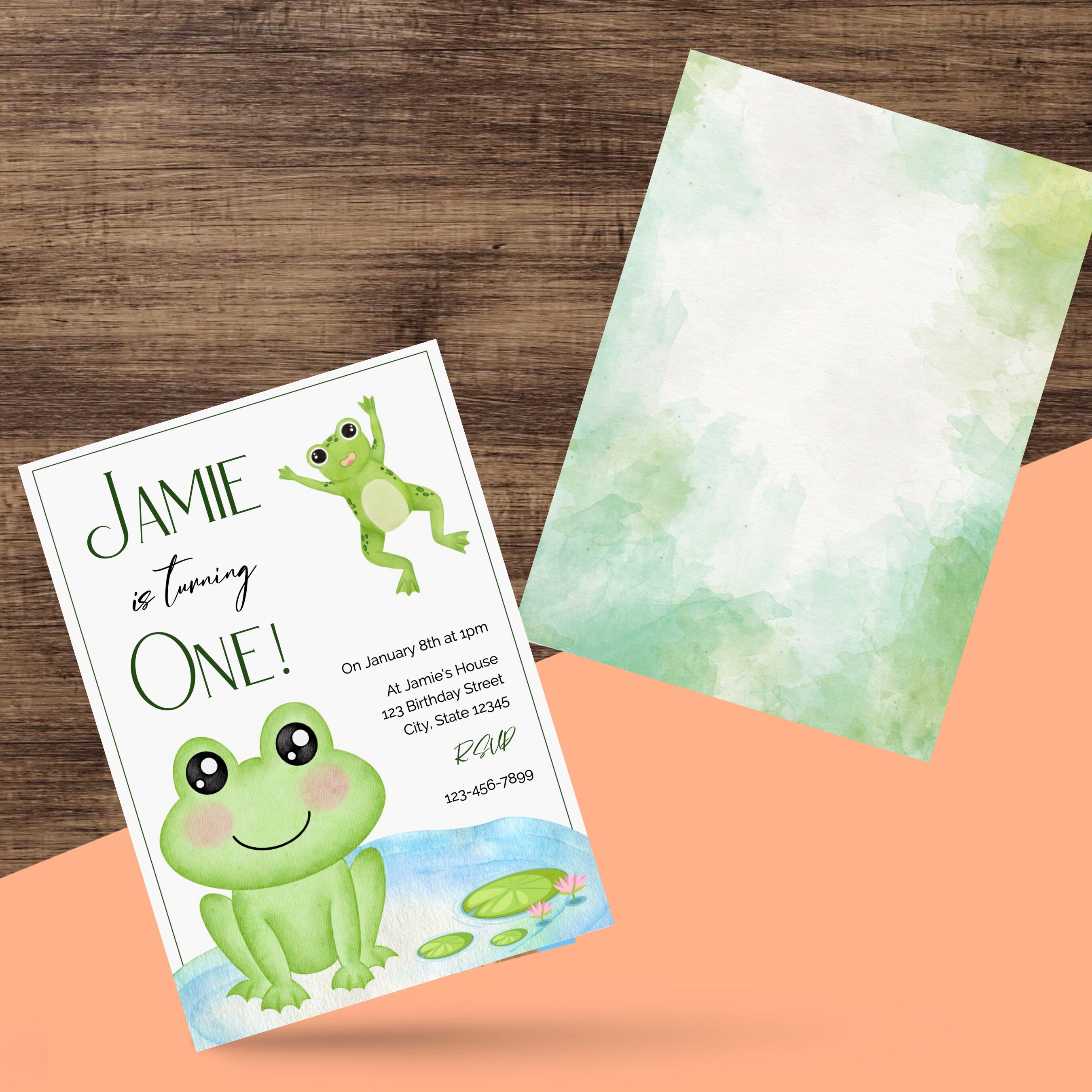 Printable Frog Birthday Party Invitation Digital Editable Template ...