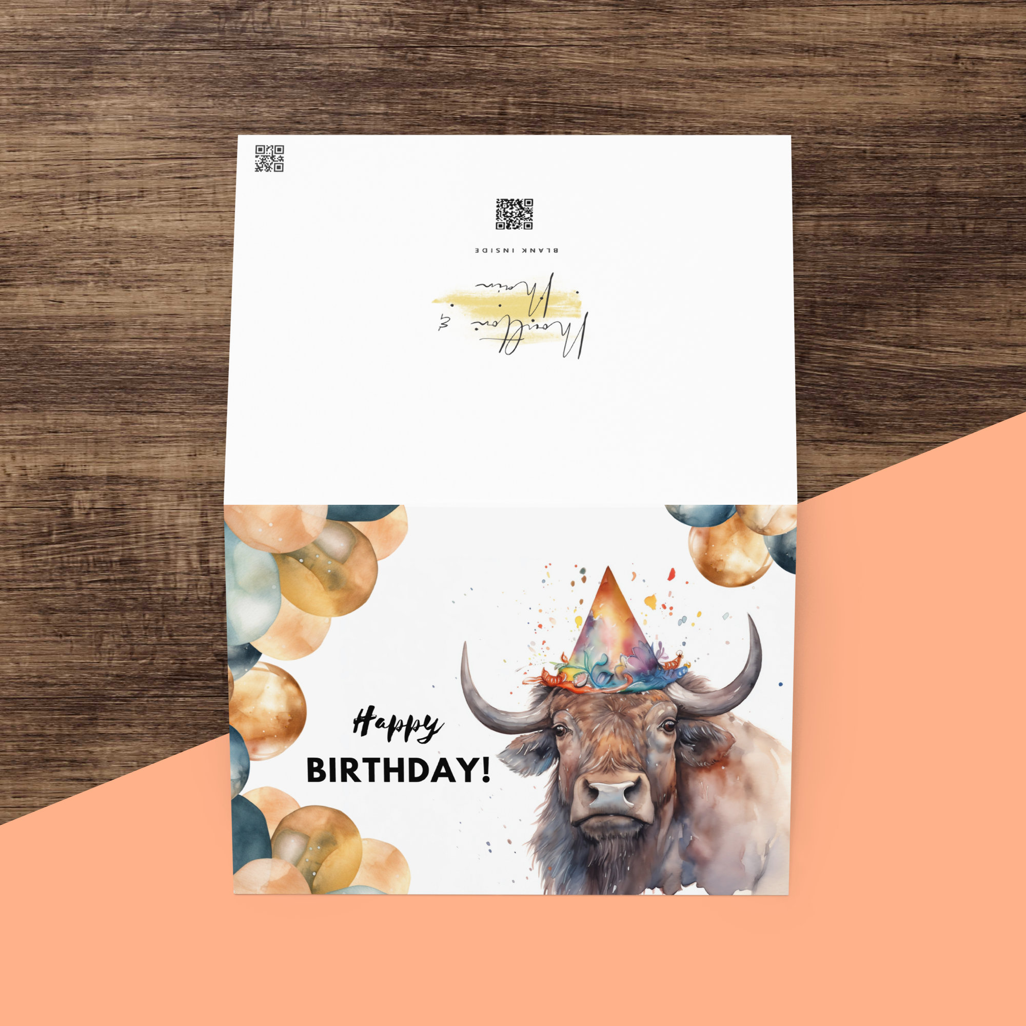 Buffalo Birthday Card With Party Hat, Happy Birthday, American Bison ...