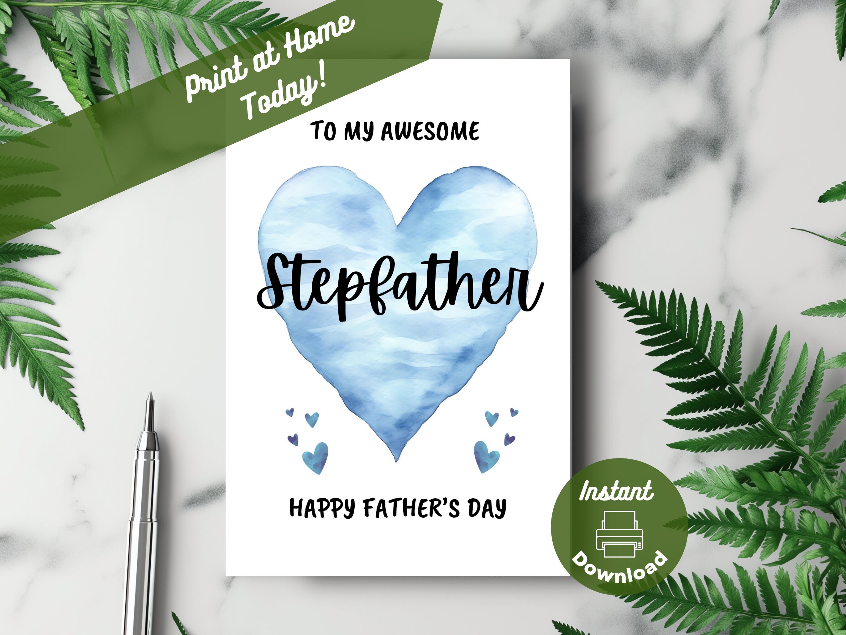 Printable Fathers Day Card for Stepfather, Instant Download, Print at ...