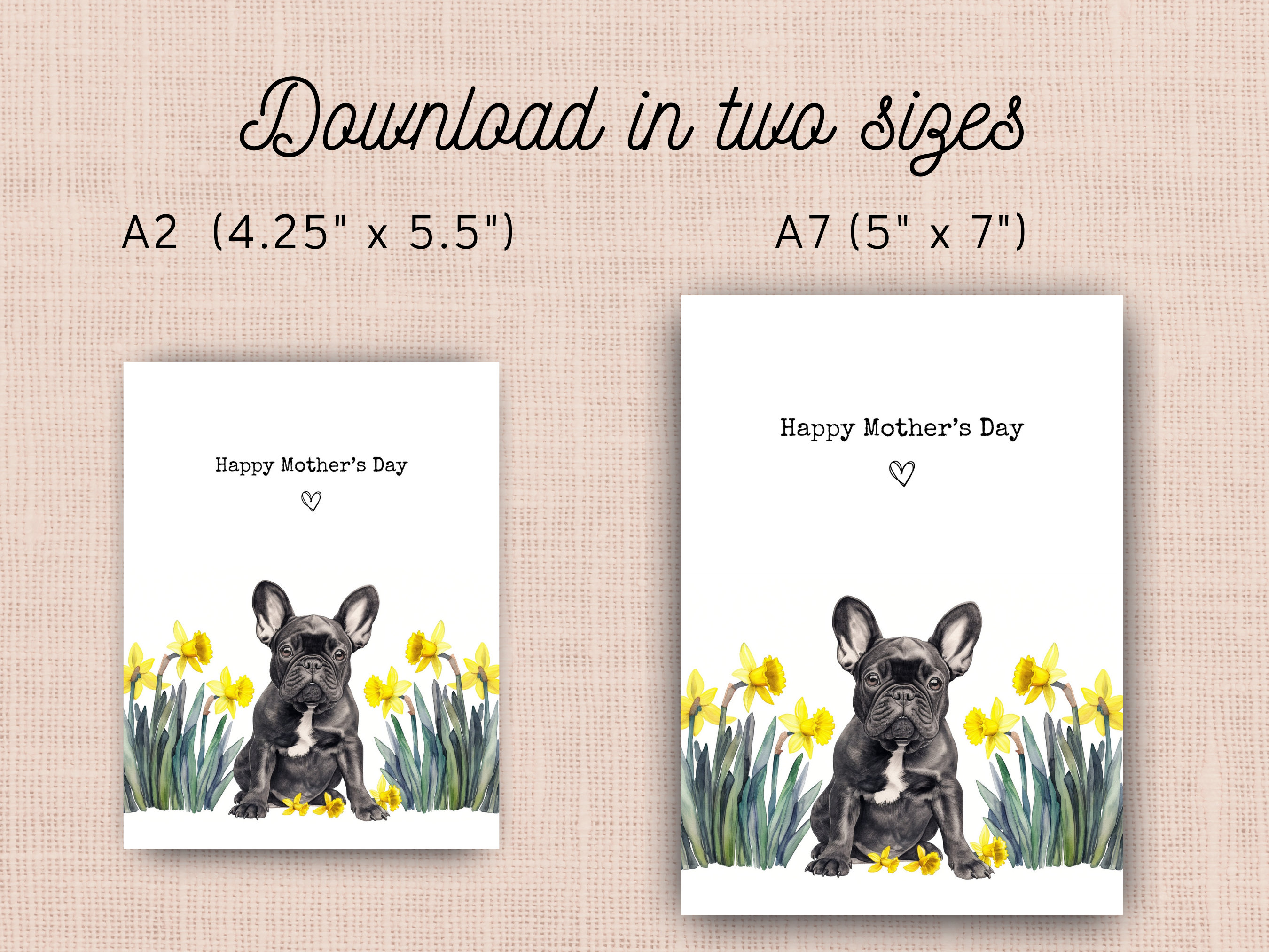 Printable French Bulldog Mothers Day Card, Instant Download Print at ...
