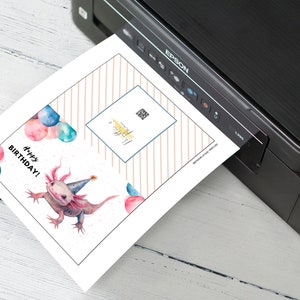 Printable Axolotl Birthday Card, Instant Download, Print at Home Card ...