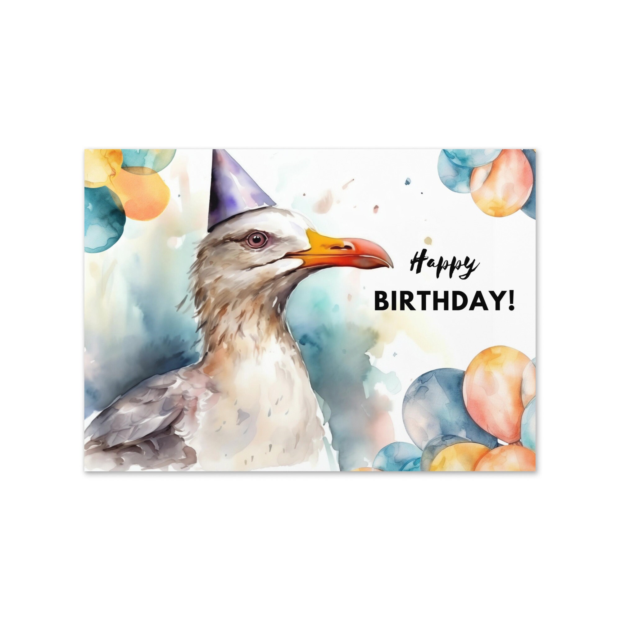 Seagull Birthday Card With Party Hat Happy Birthday Seagull - Etsy