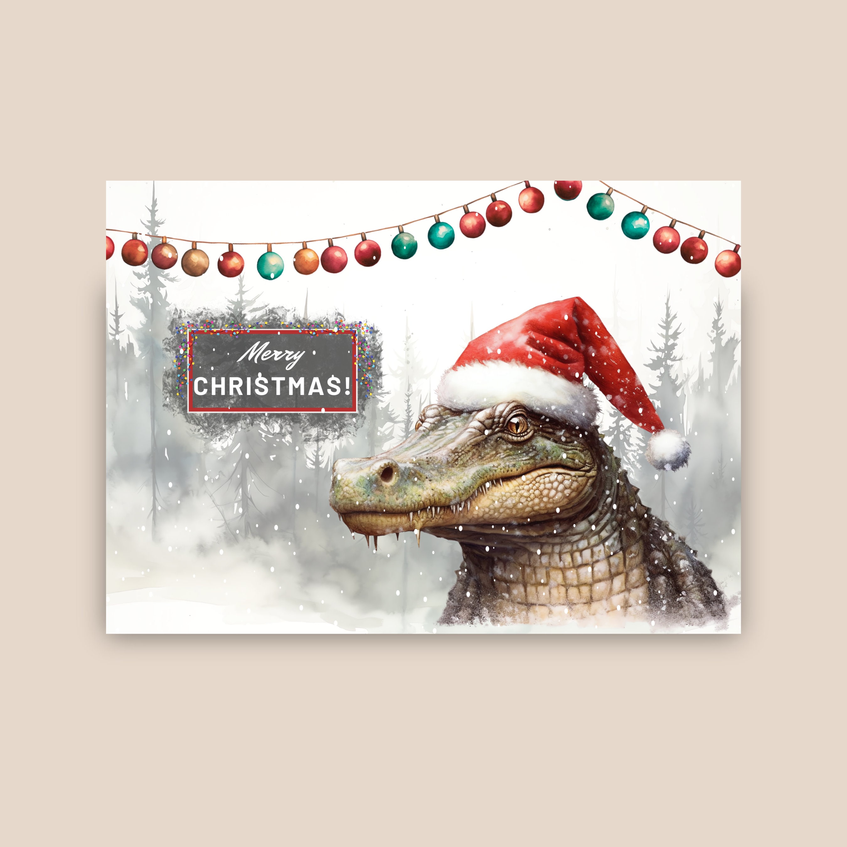 Alligator Christmas Card, Funny Santa Hat, Merry Christmas Alligator ...