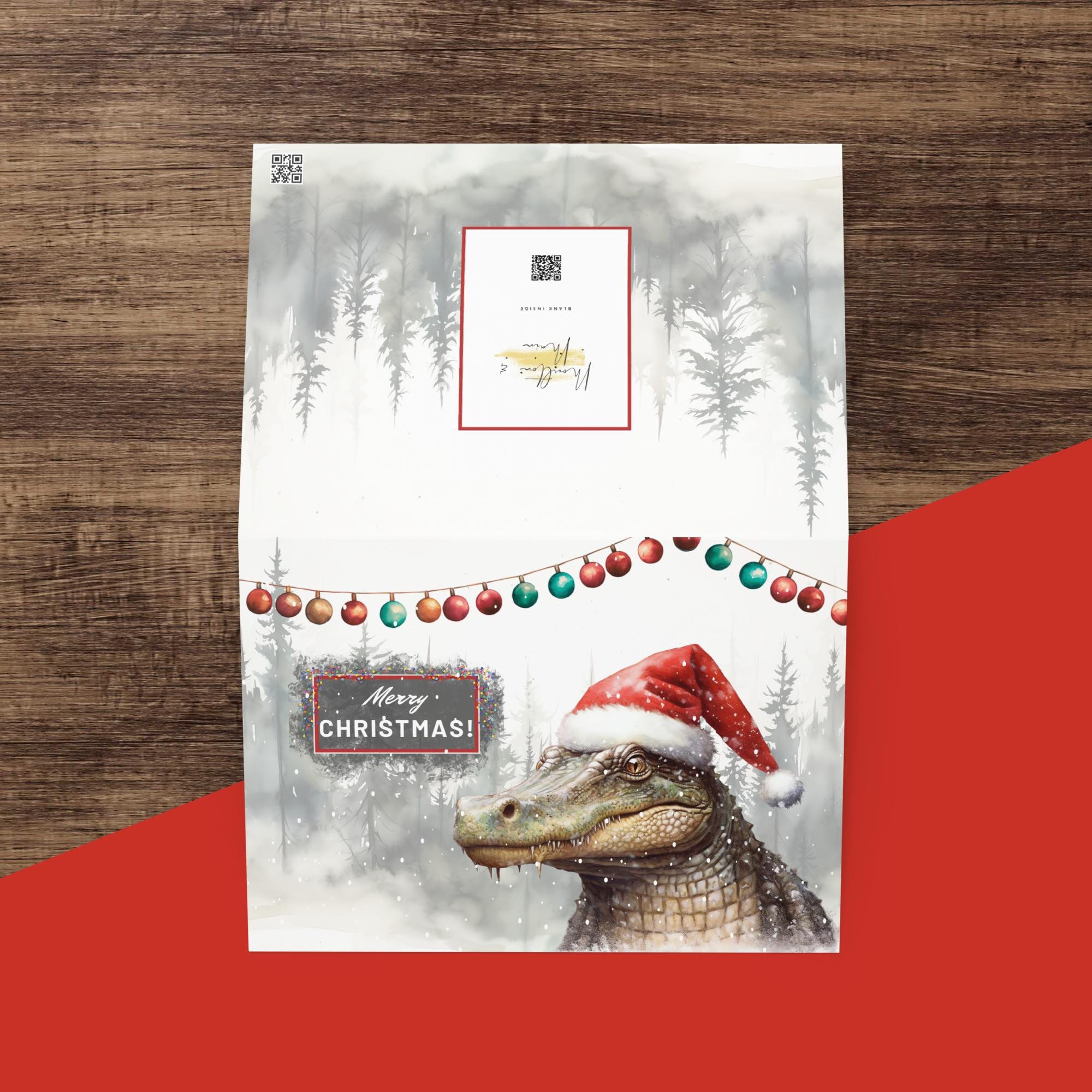 Alligator Christmas Card, Funny Santa Hat, Merry Christmas Alligator ...