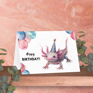 Printable Axolotl Birthday Card, Instant Download, Print at Home Card ...