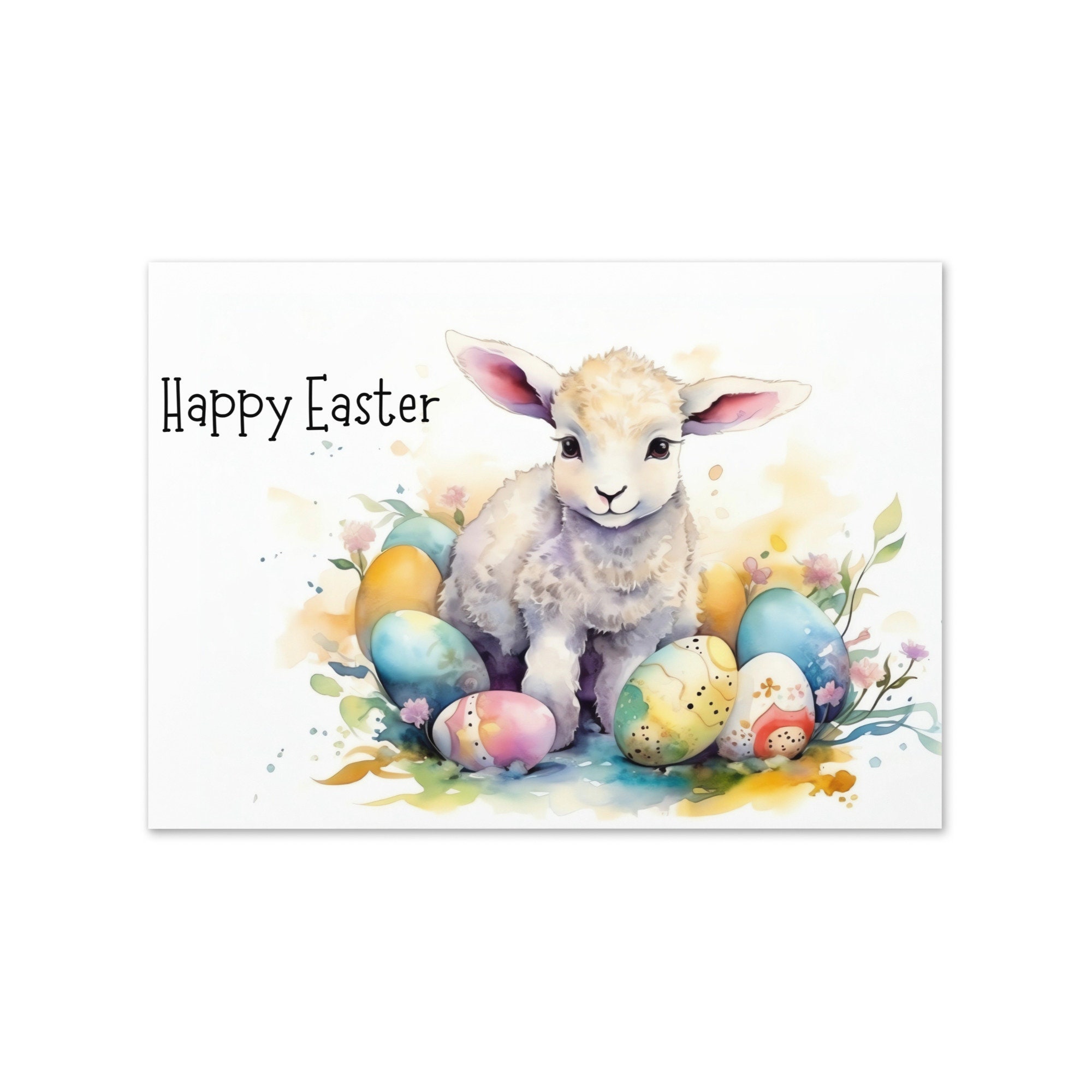 Cute Baby Lamb Sheep Happy Easter Card Easter Eggs - Etsy