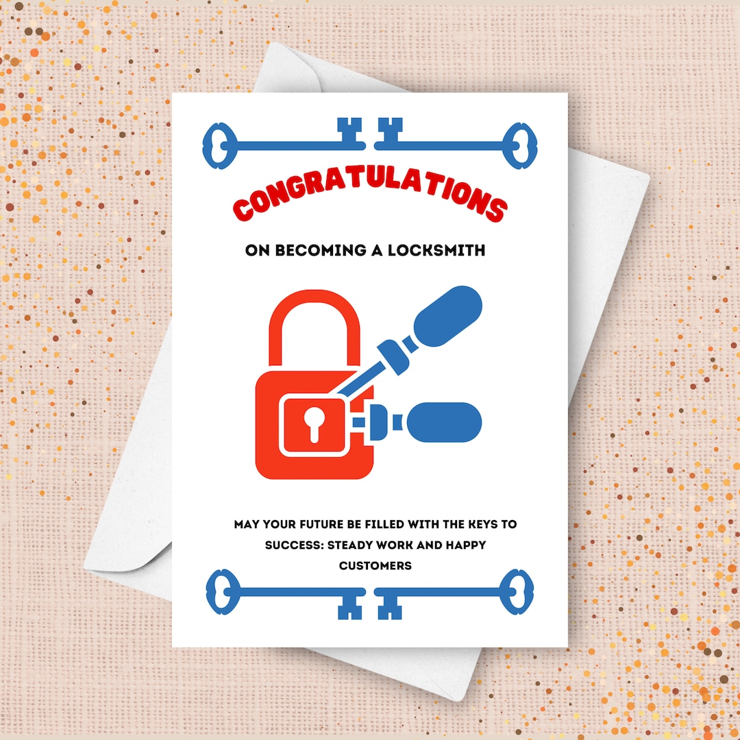 Locksmith Graduation Card, Congratulations on Becoming A Lock Smith ...