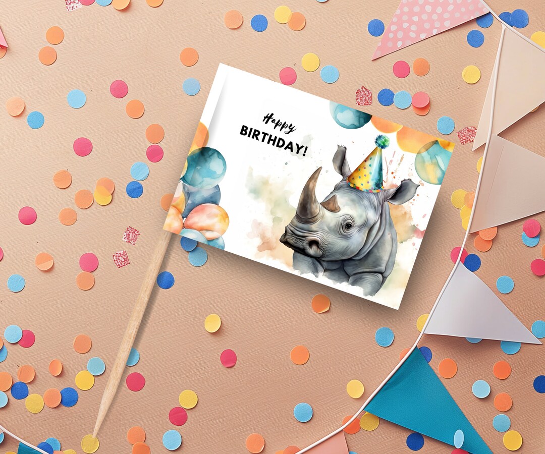 Printable Rhino Birthday Cupcake Topper, Instant Download Print at Home ...