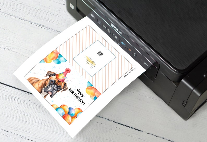 Printable Boxer Birthday Card, Instant Download, Print at Home Card ...