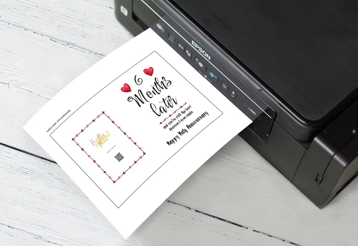 Printable 6 Month Anniversary Card, Instant Download, Print at Home ...
