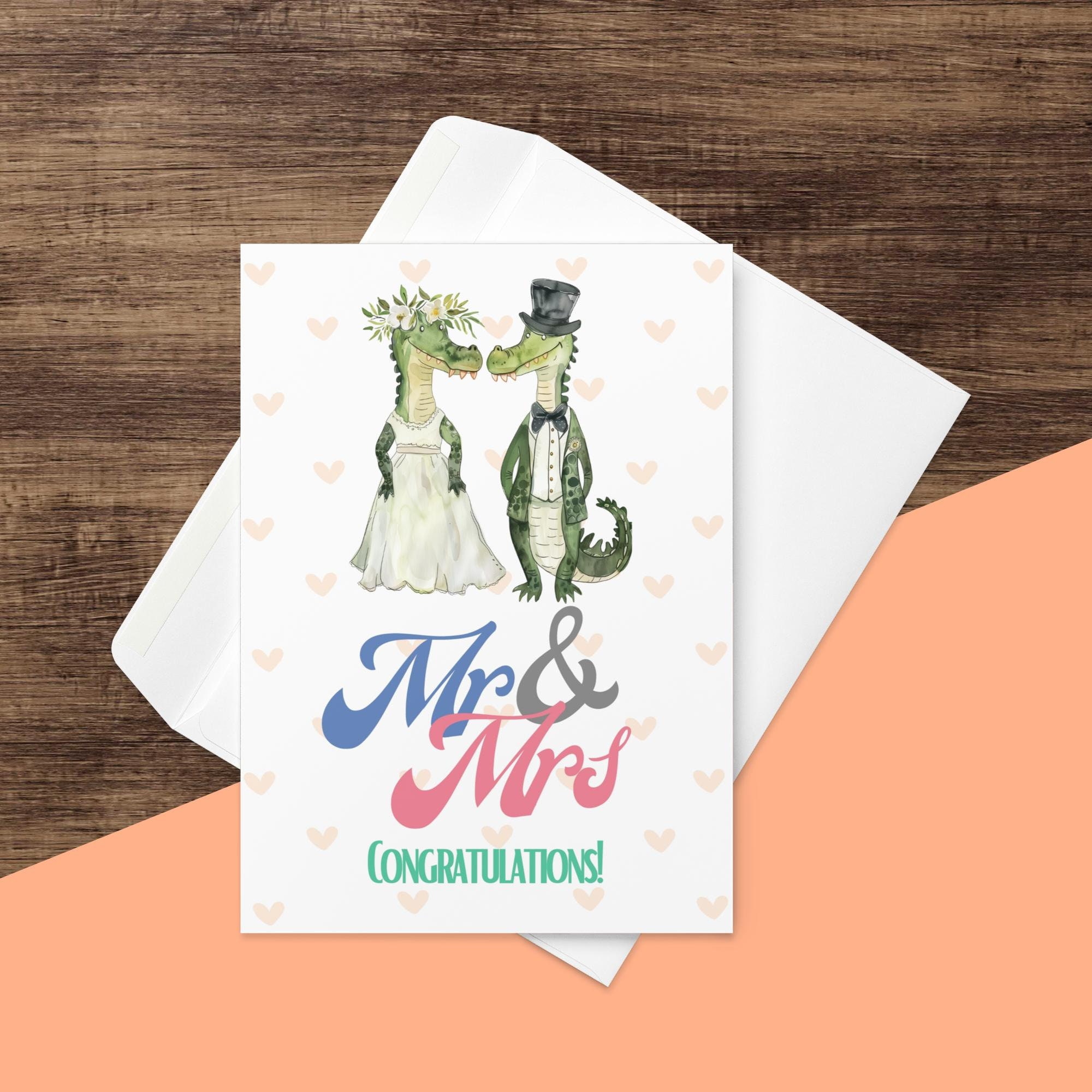 Alligator Bride and Groom Wedding Card, Mr and Mrs Marriage ...