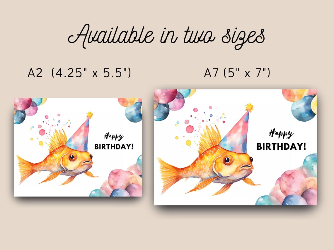 Koi Fish Birthday Card, Happy Birthday Party Hat and Balloons, Koi Fish ...