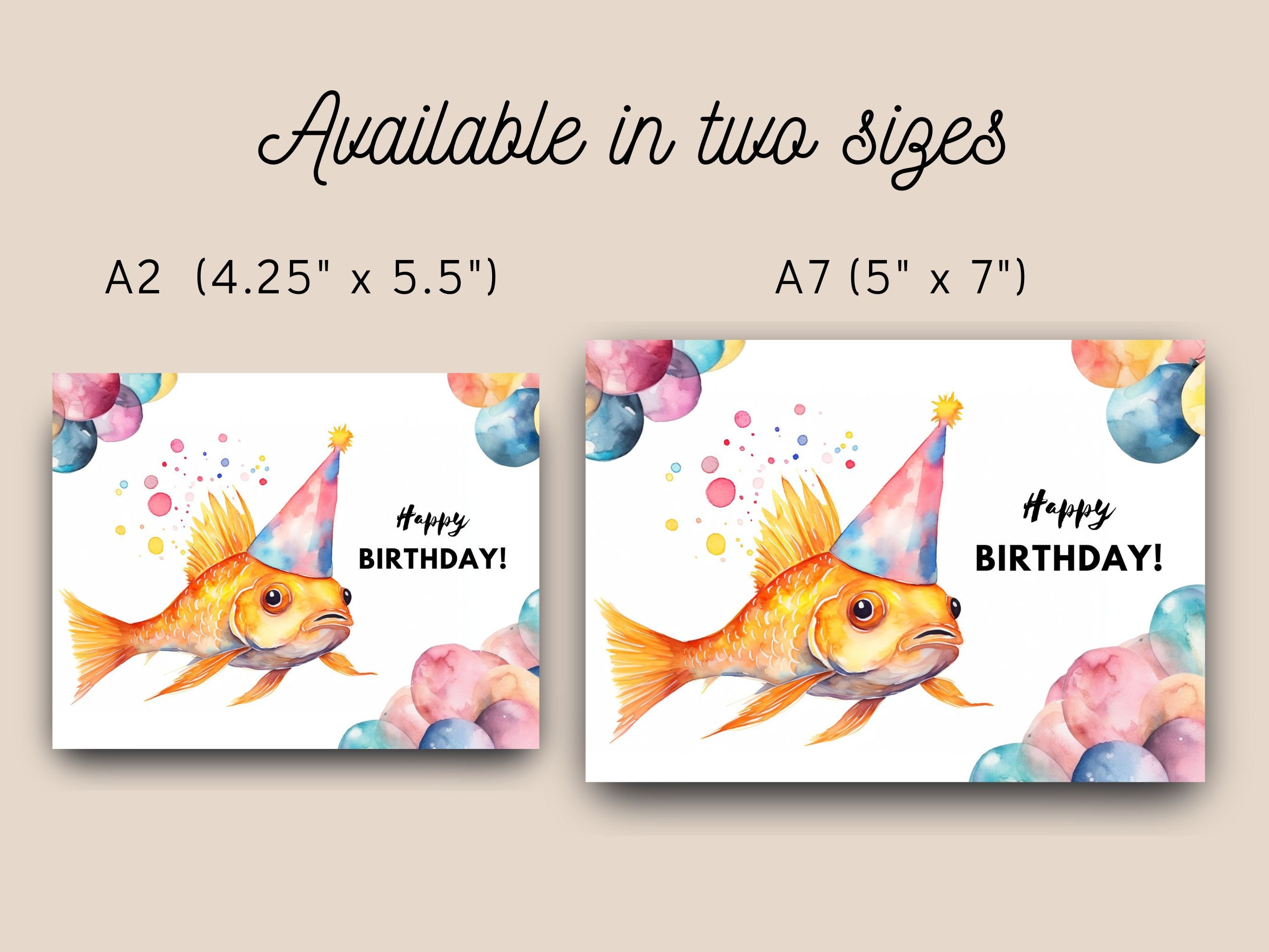 Koi Fish Birthday Card, Happy Birthday Party Hat and Balloons, Koi Fish ...