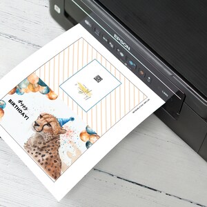 Printable Cheetah Birthday Card, Instant Download, Print at Home Card ...