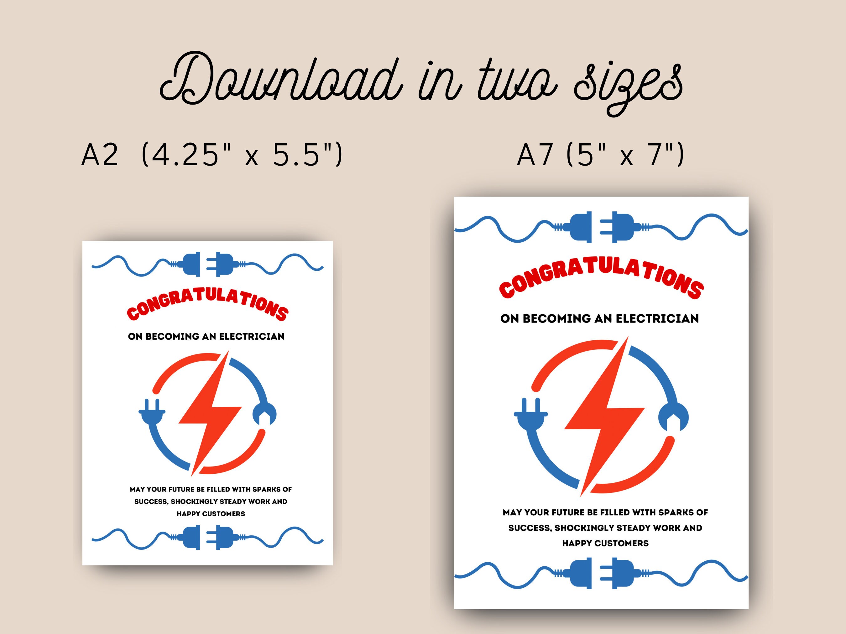 Printable Electrician Graduation Card, Instant Download, Print at Home ...