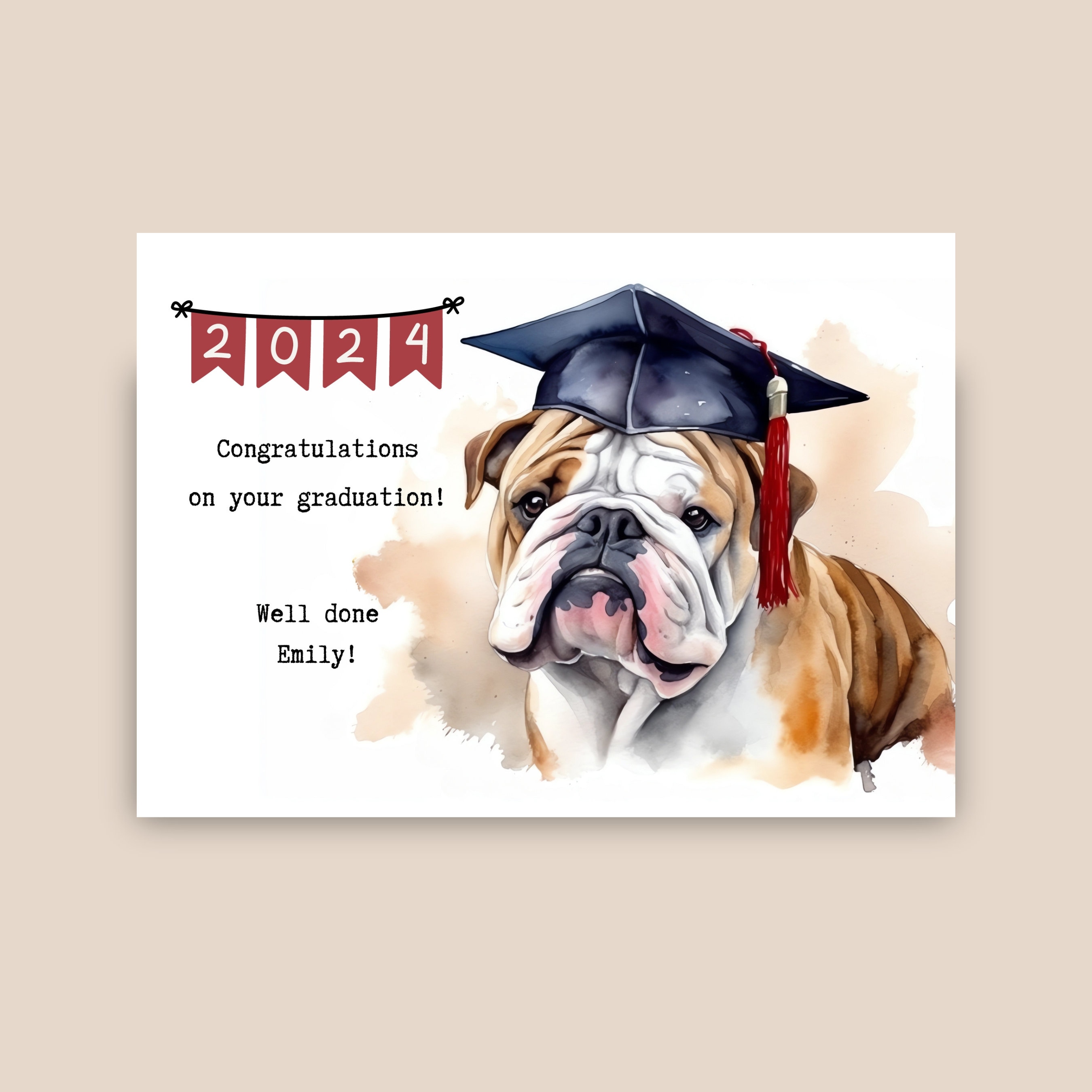 Bulldog Graduation Card, Graduation 2024 Custom Card Personalized, High ...