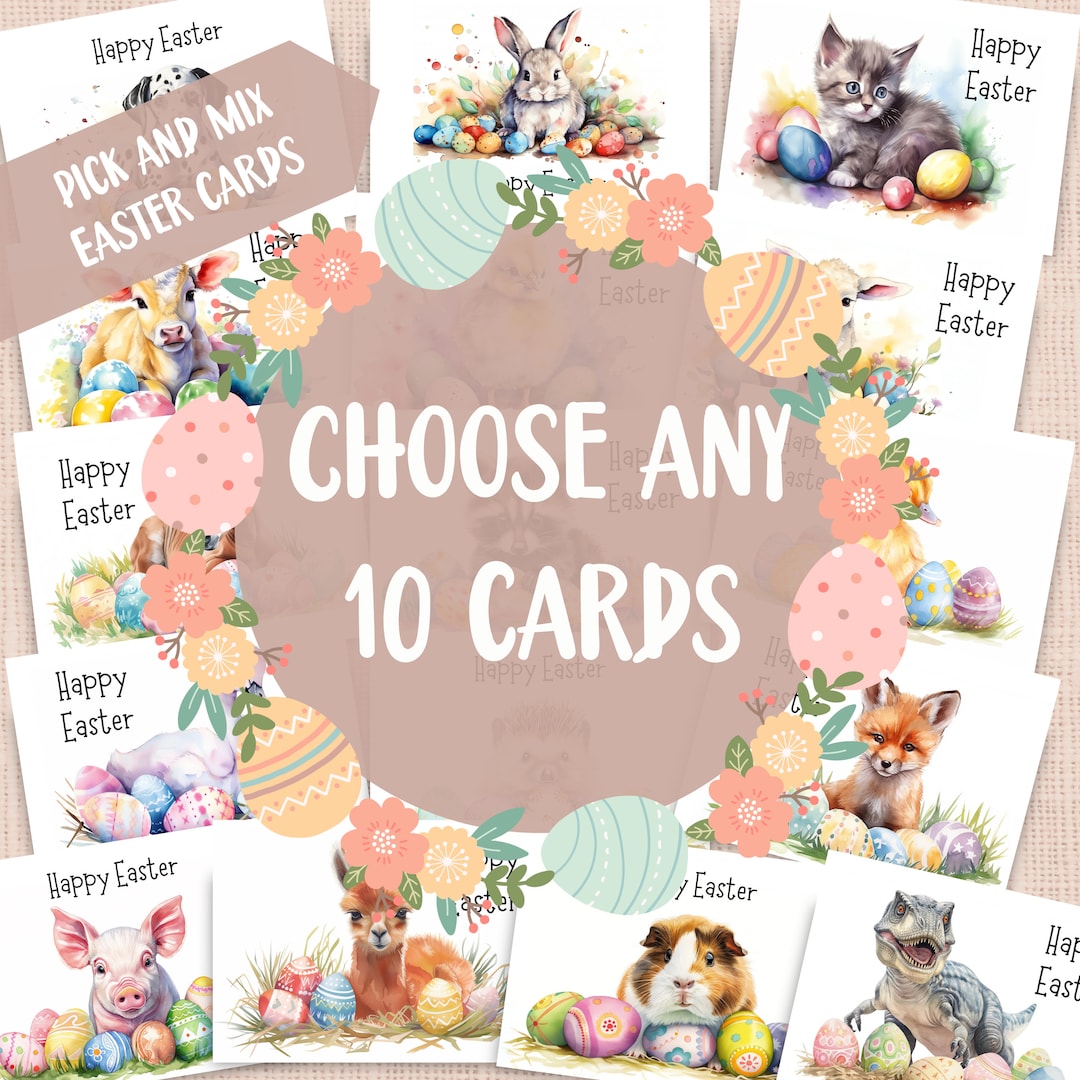 Easter Card Pack, Choose Any 10, Pick and Mix Multipack, Baby Animals ...