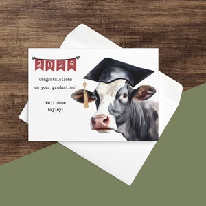 Cow Graduation Card, Graduation 2024 Custom Card Personalized, High ...