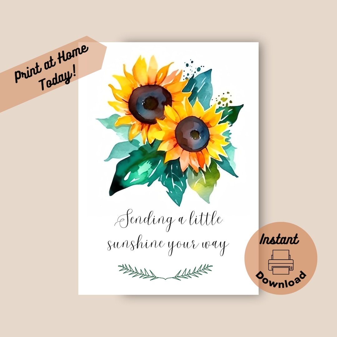 Printable Sending You Sunshine Card Instant Digital Download - Etsy
