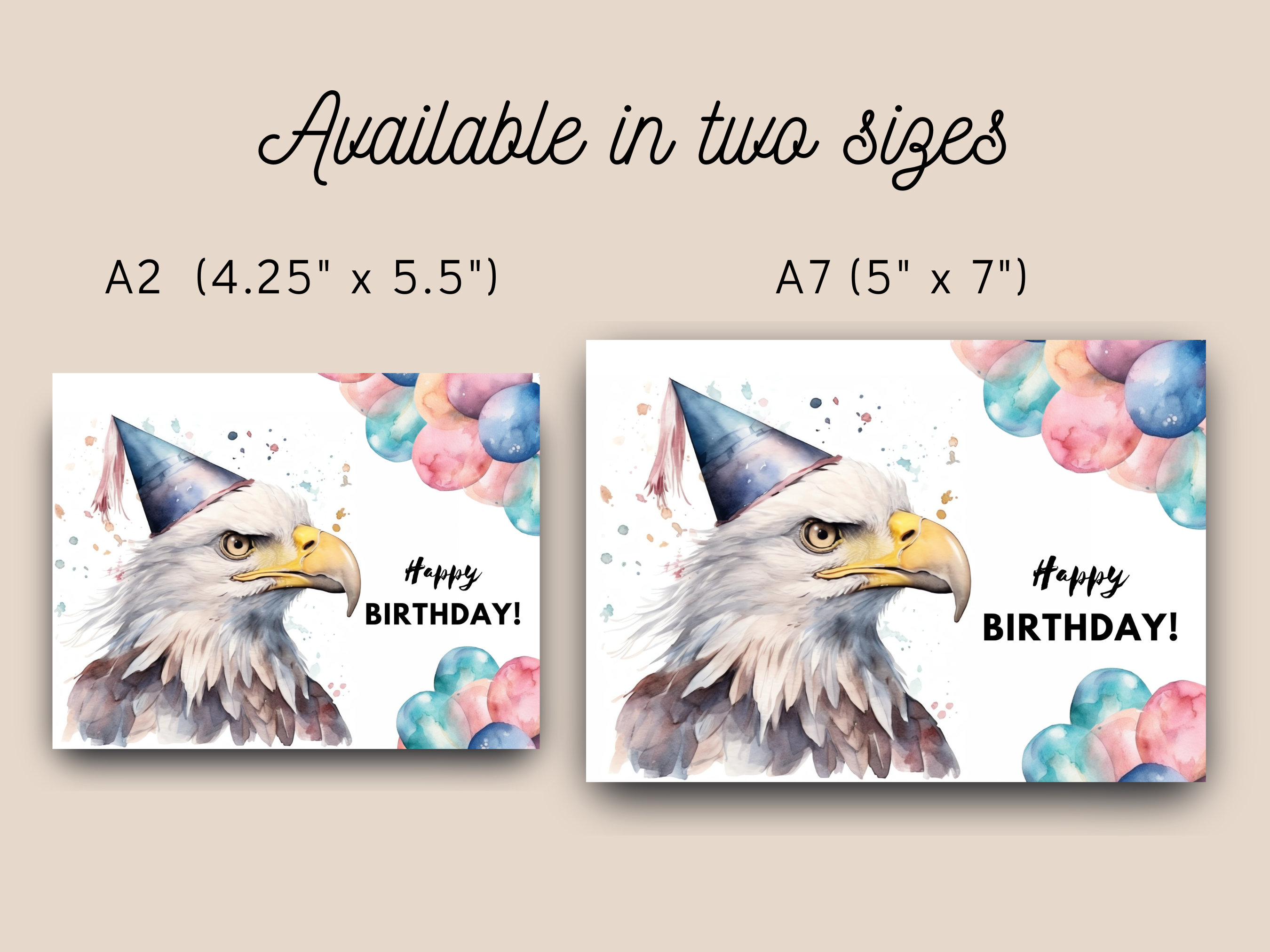 Bald Eagle Birthday Card With Party Hat, Happy Birthday, Eagle Gift ...