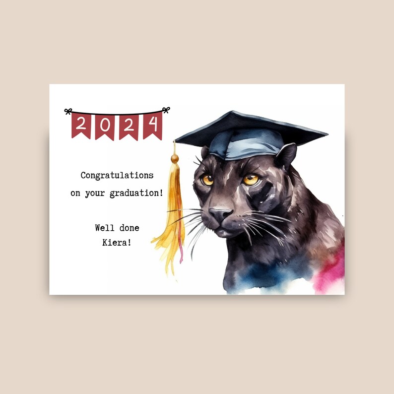 Panther Graduation Card Graduation 2024 Custom Card - Etsy