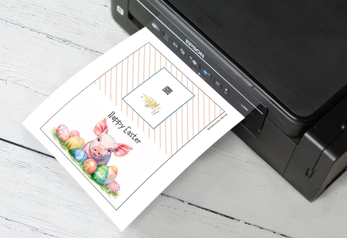 Printable Pig Easter Card, Instant Download Print at Home Easter Eggs ...