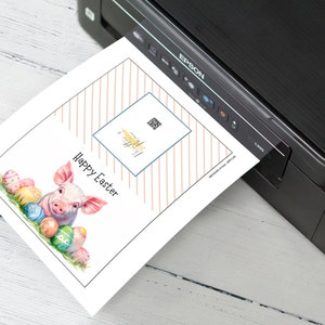 Printable Pig Easter Card, Instant Download Print at Home Easter Eggs ...