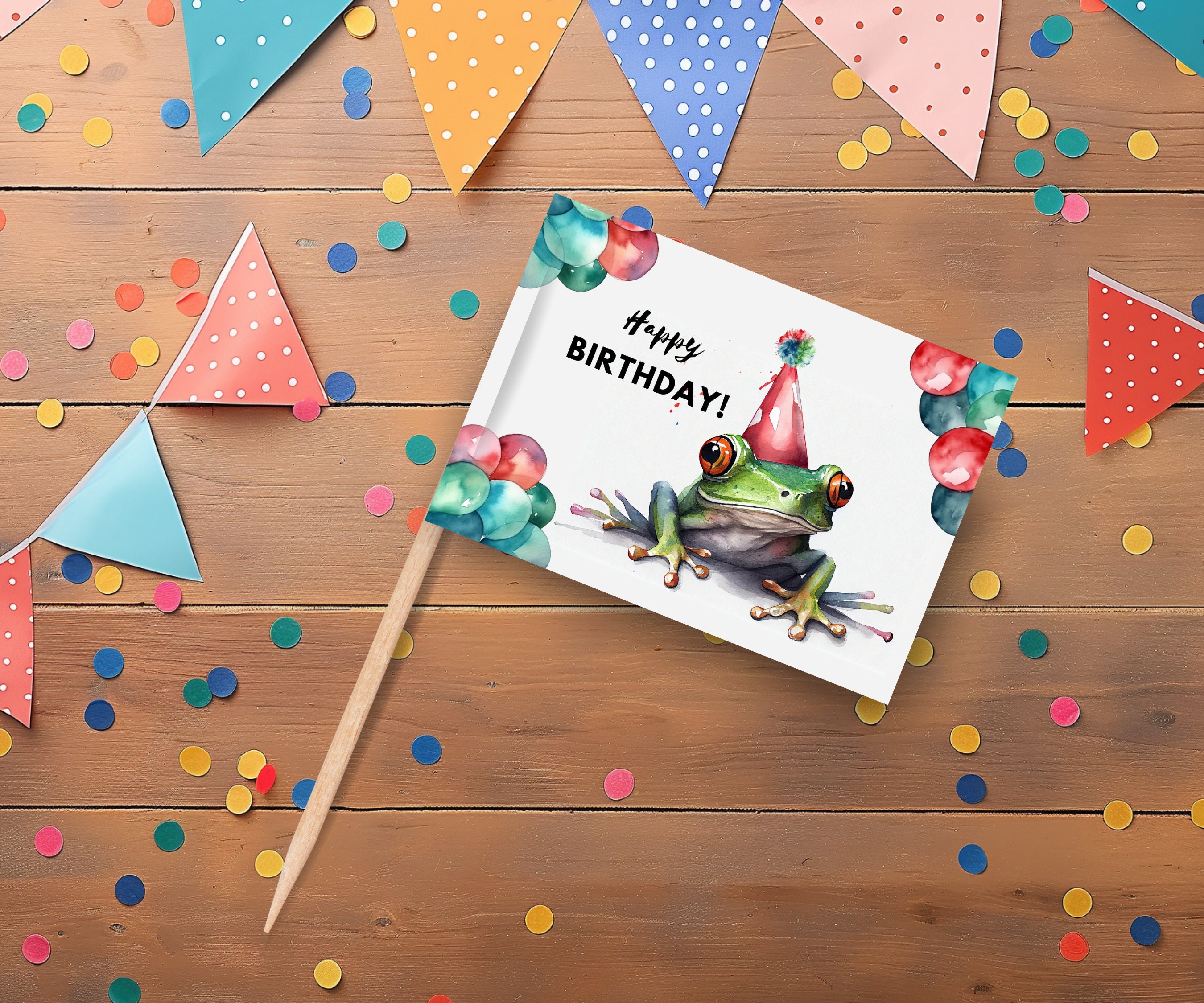 Printable Tree Frog Birthday Cupcake Topper, Instant Download Print at ...