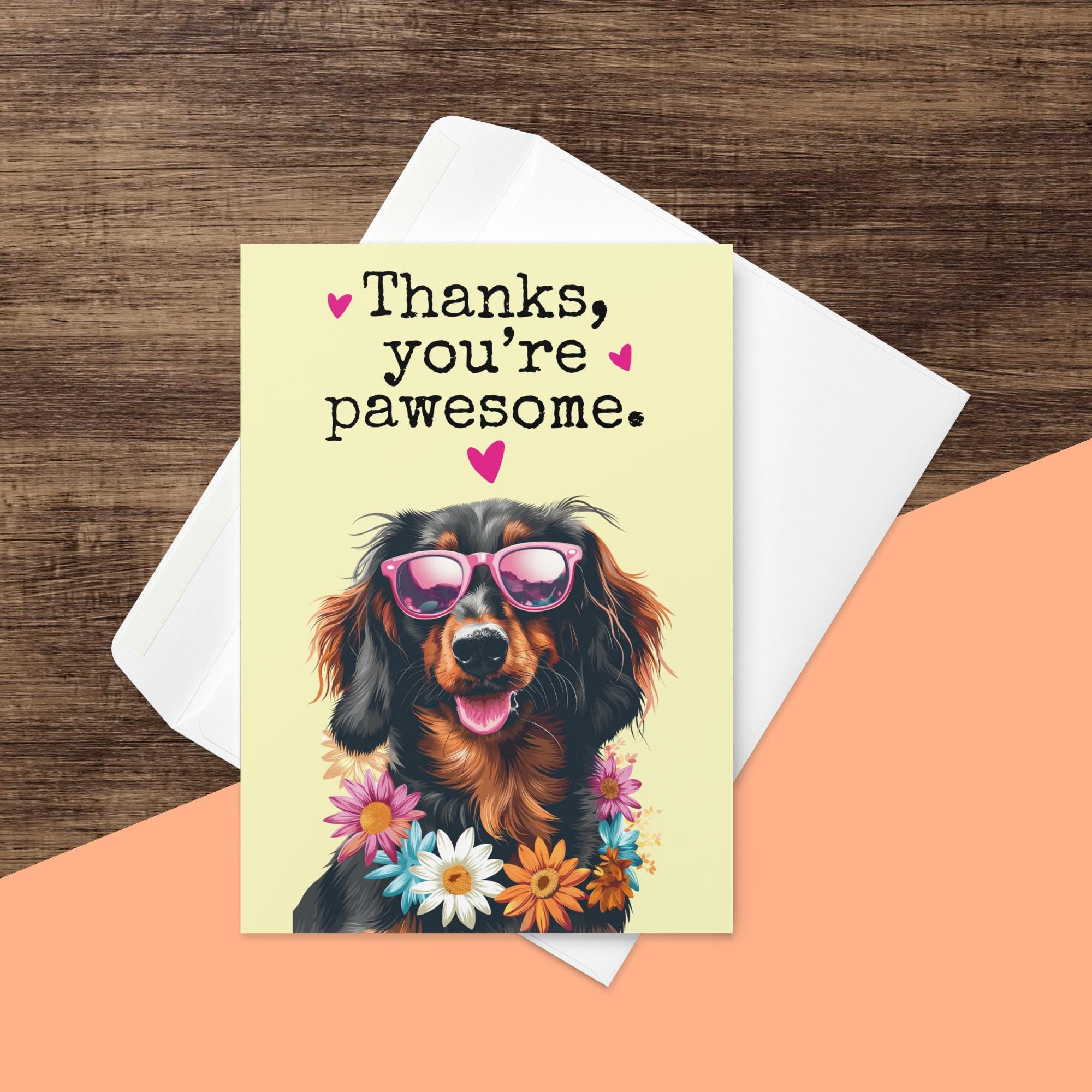 Dachshund Funny Thank You Card, Pet Dog Thanks Humorous Pun Greeting ...