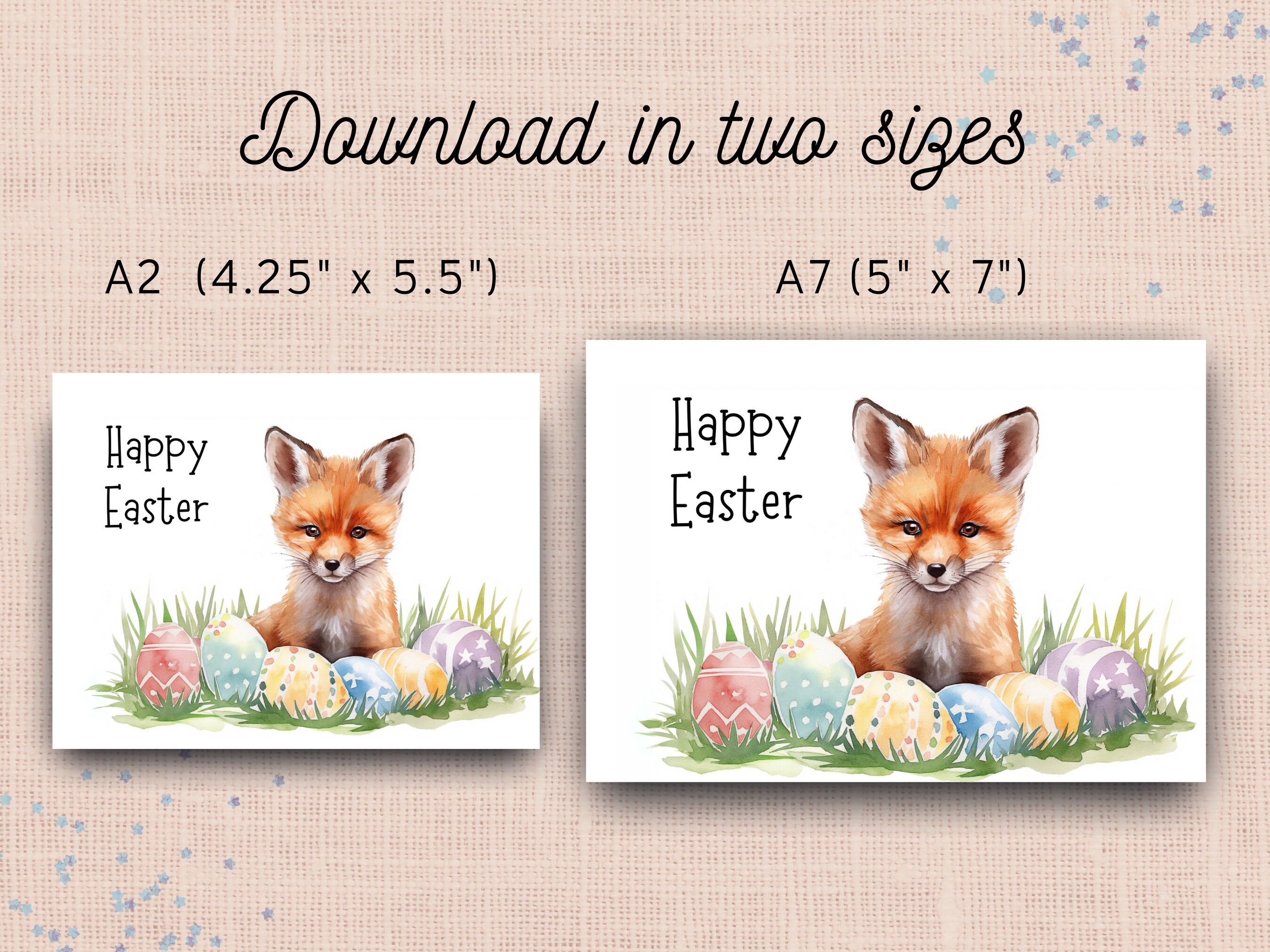 Printable Fox Easter Card, Instant Download Print at Home Easter Eggs ...
