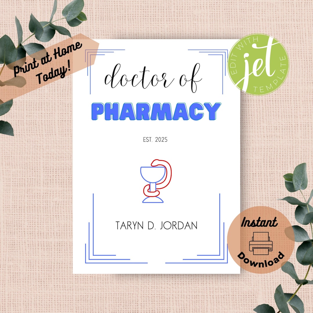 Printable Personalized Pharmd Graduation Card, Print at Home Editable ...