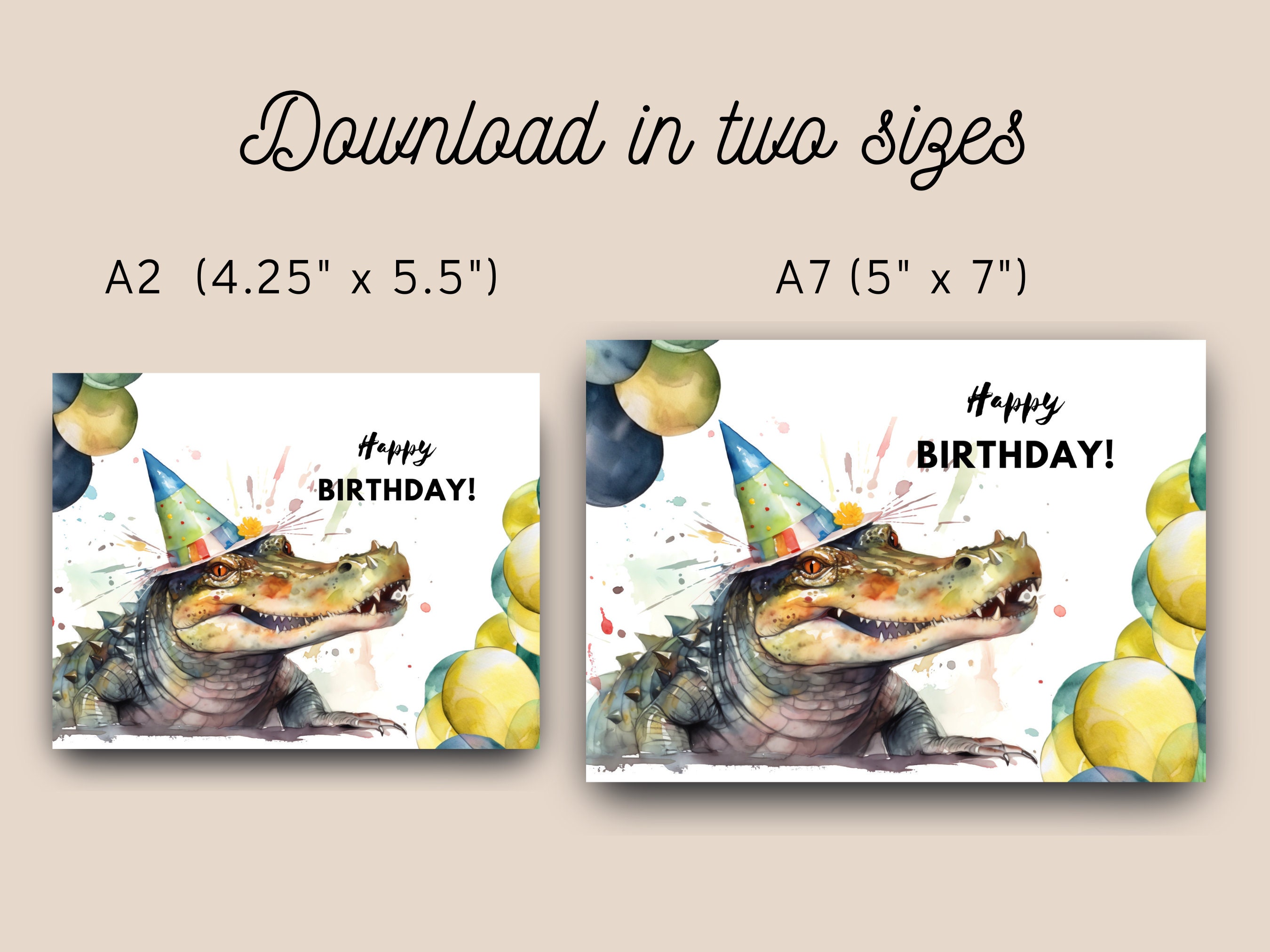 Printable Alligator Birthday Card, Instant Download, Print at Home Card ...