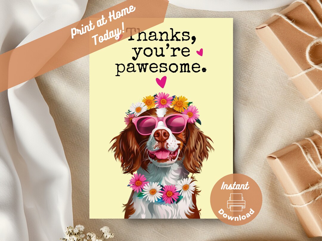 Printable Brittany Funny Thank You Card, Instant Download Print at Home ...