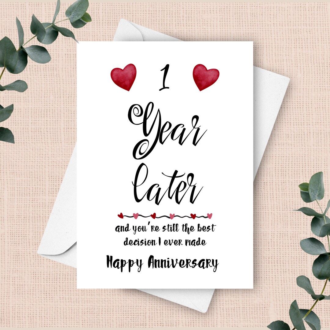1st Anniversary Card, One Year Anniversary Gift for Husband or Wife, 1 ...