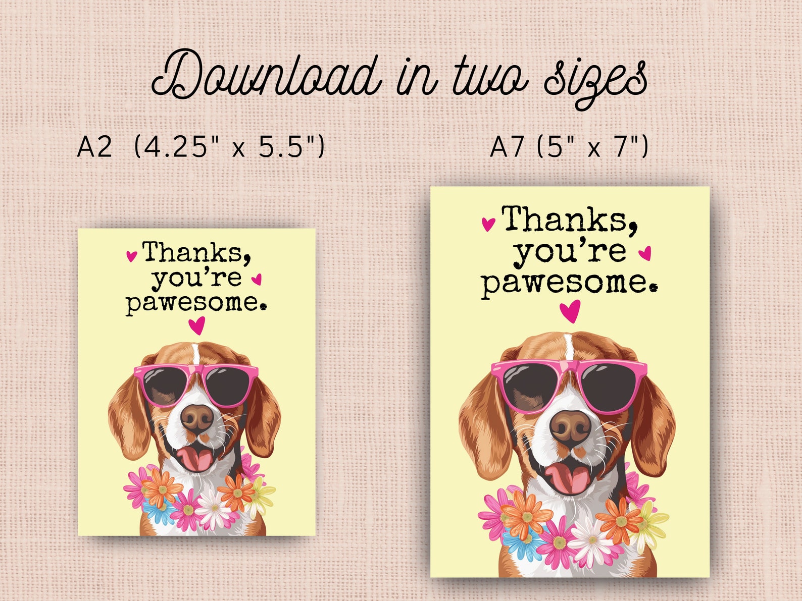 Printable Beagle Funny Thank You Card, Instant Download Print at Home ...