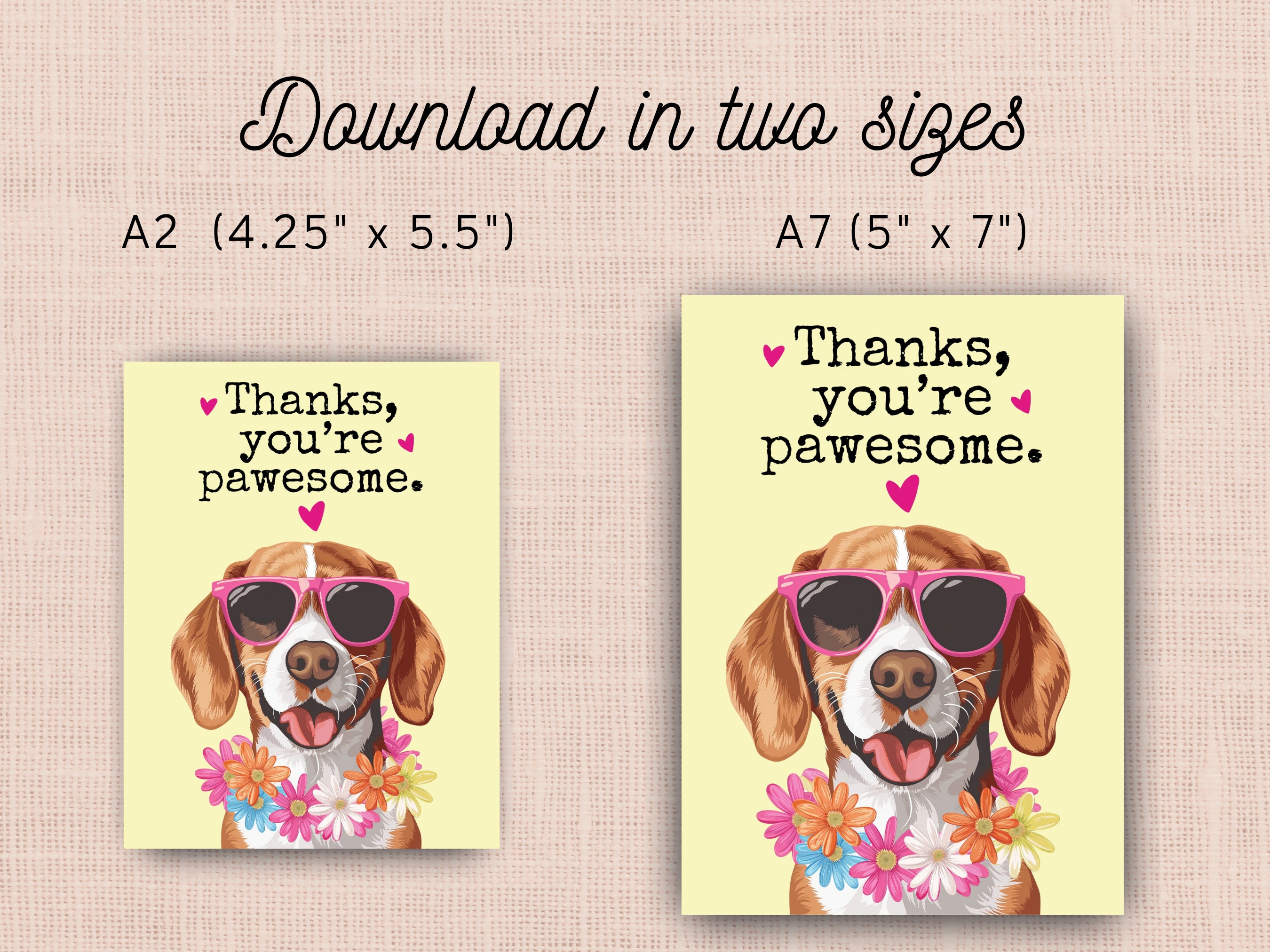 Printable Beagle Funny Thank You Card, Instant Download Print at Home ...