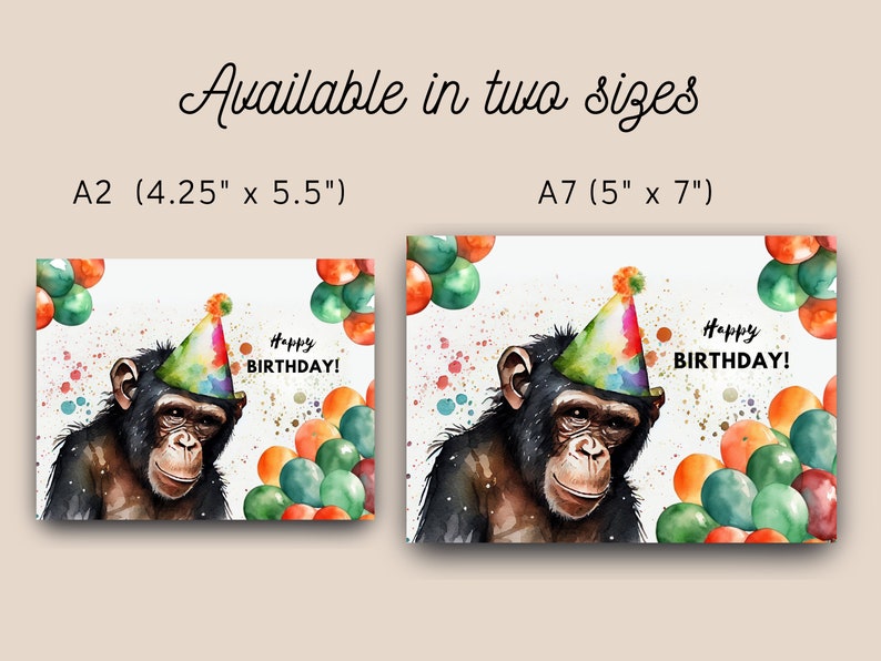 Chimpanzee Birthday Card With Party Hat, Happy Birthday, Monkey Chimp ...