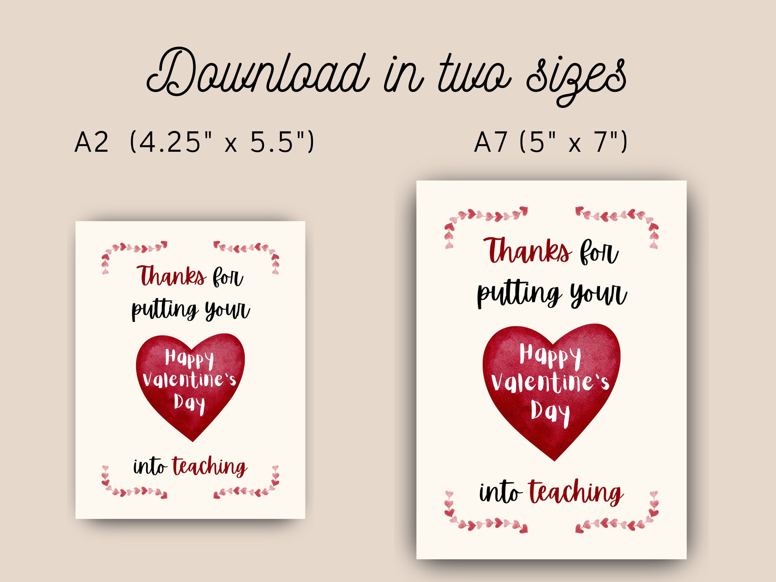 Printable Teacher Valentine Card, Instant Download, Print at Home Card ... Printable Teacher Valentine Card, Instant Download, Print at Home Card ...