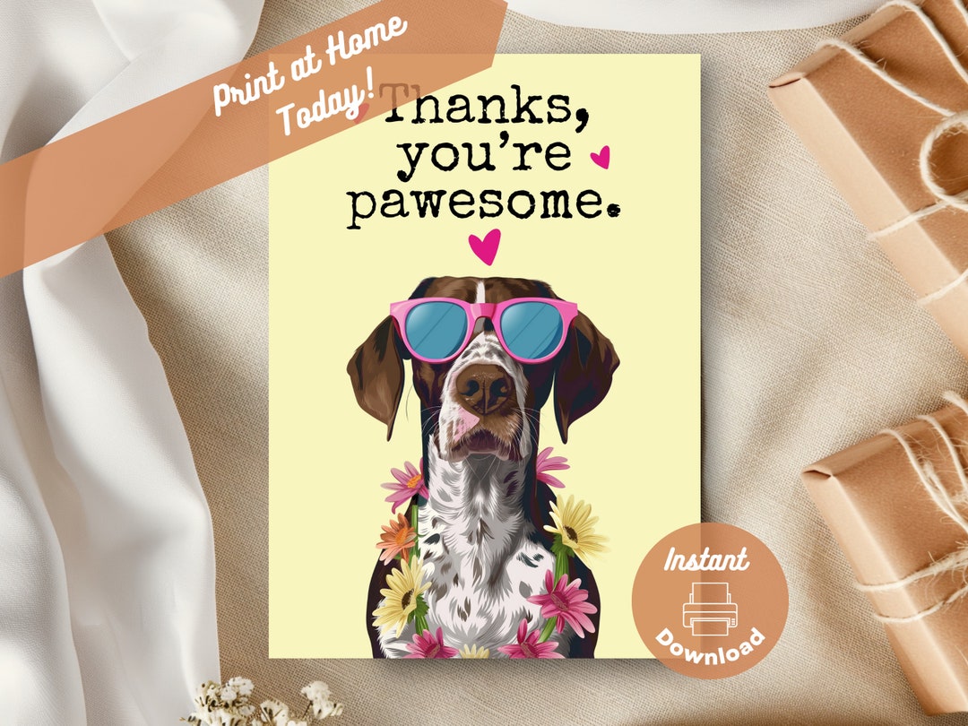 Printable Pointer Funny Thank You Card, Instant Download Print at Home ...