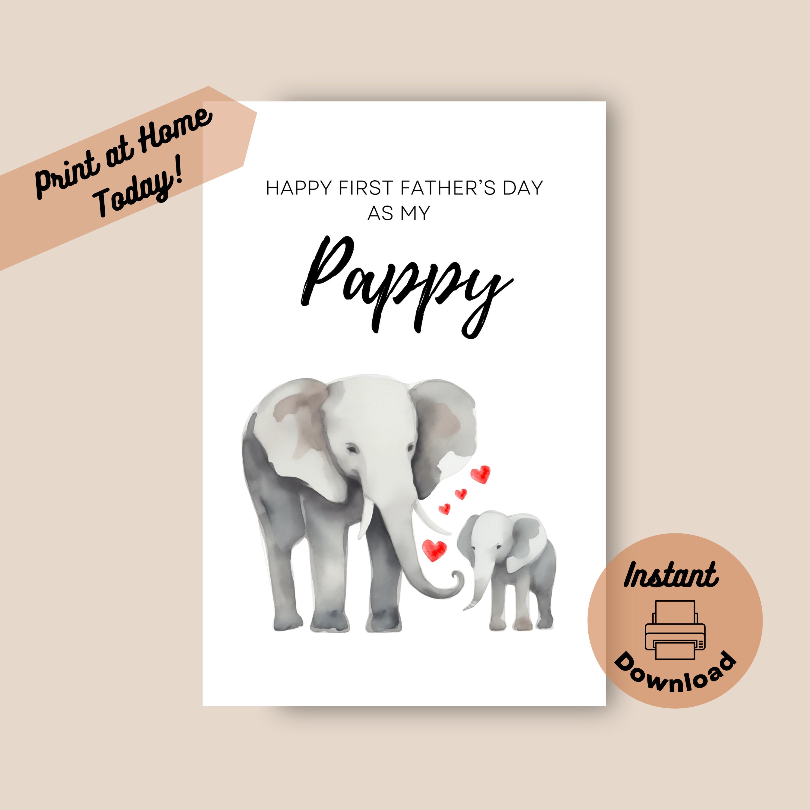 Printable Pappy First Fathers Day Card Instant Download, Print at Home ...