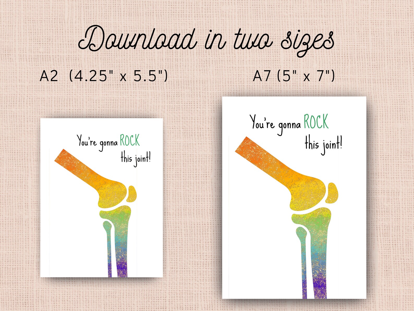 Printable Knee Surgery Card, Instant Download, Print at Home Card ...