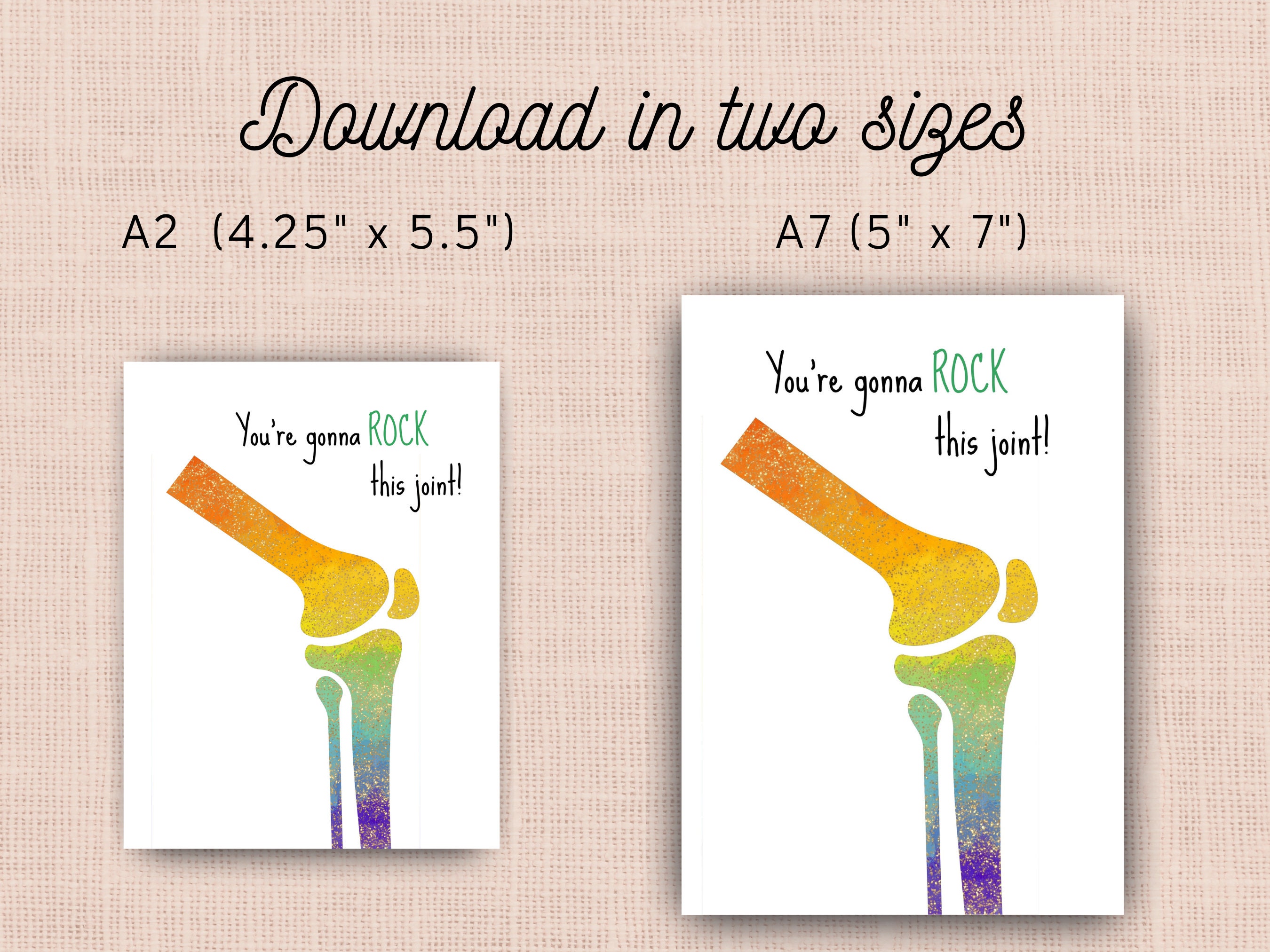 Printable Knee Surgery Card, Instant Download, Print at Home Card ...