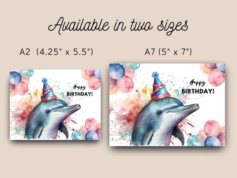 Dolphin Birthday Card, Party Hat, Happy Birthday, Dolphin Gift ...