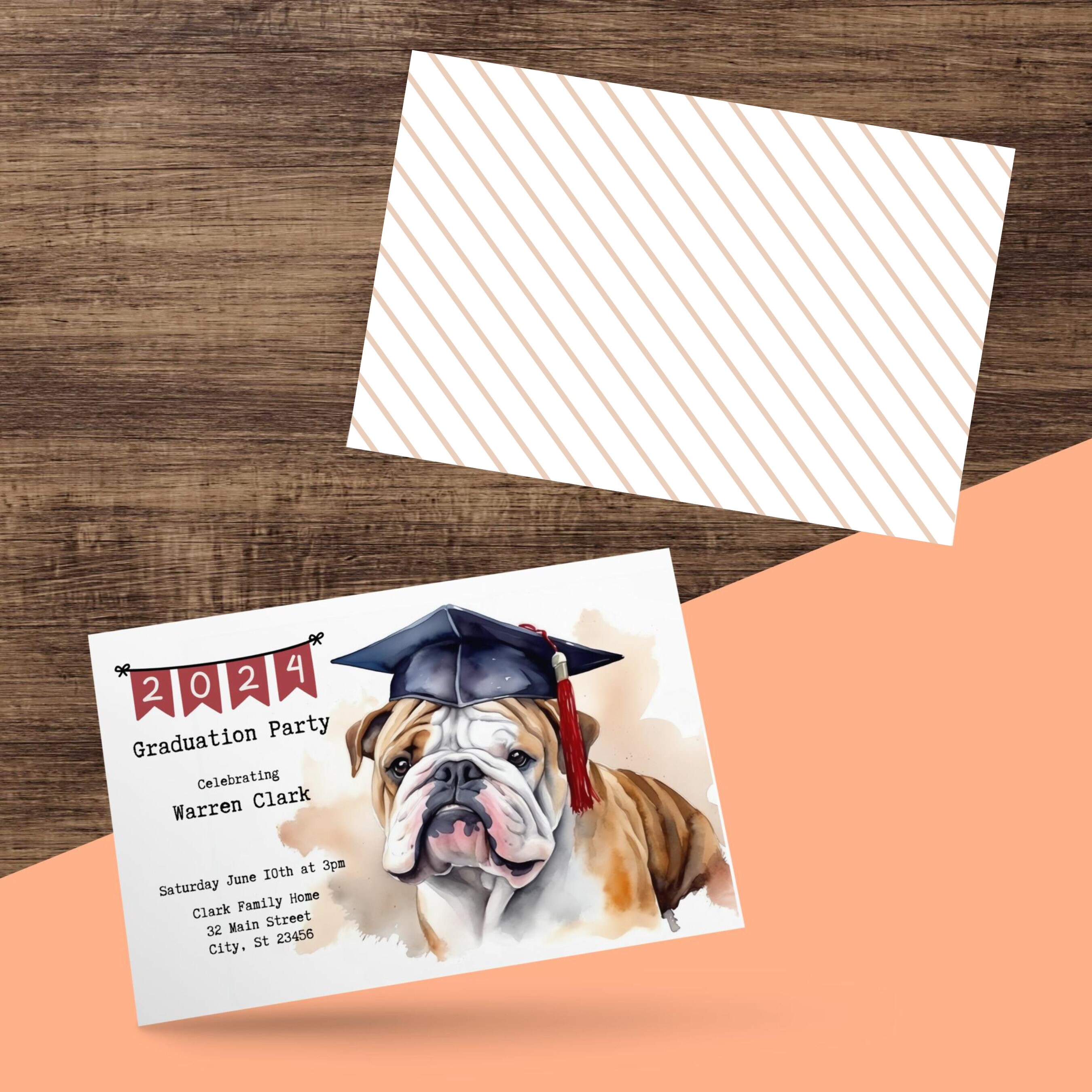 Bulldog Graduation Party Invitation Digital Editable Template, Print at ...