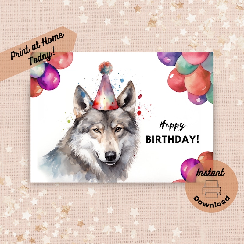 Wolf Birthday Card - Etsy