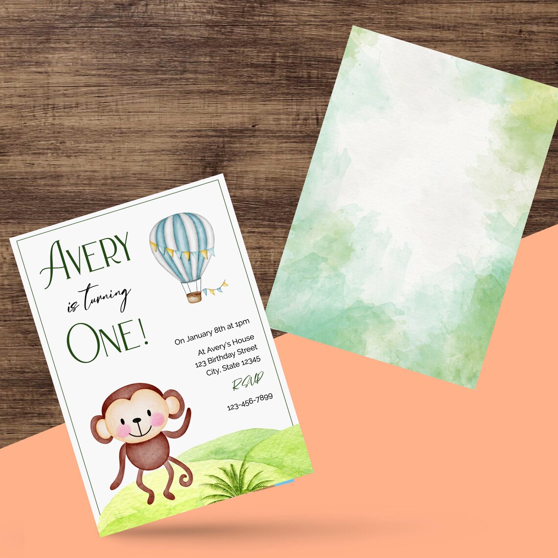 Printable Monkey Birthday Party Invitation Digital Editable Template ...