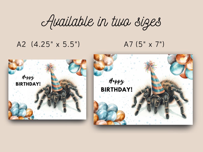 Tarantula Birthday Card, Happy Birthday Party Hat and Balloons ...