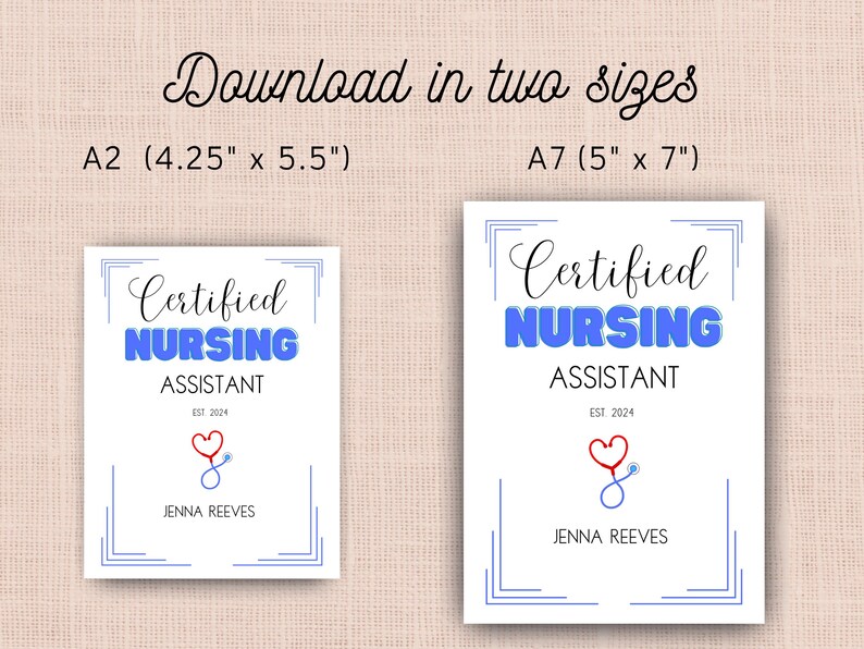 Printable Personalized CNA Graduation Card, Print at Home Editable ...