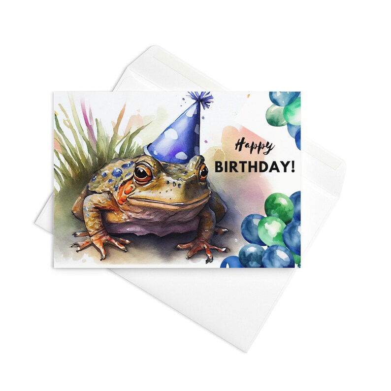 Toad Birthday Card, Party Hat, Happy Birthday, Toad Gift, Animal ...