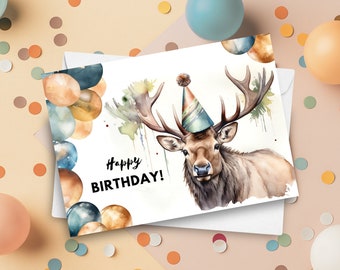 Tarantula Birthday Card, Happy Birthday Party Hat and Balloons ...